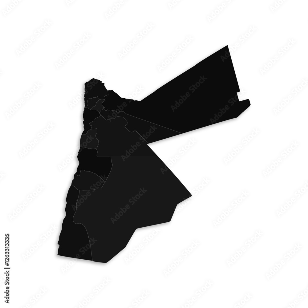 Jordan map with border highlighted regions, states, isolated on white ...