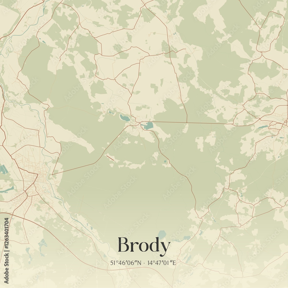 Vintage map of Brody, Poland. Stock Photo | Adobe Stock