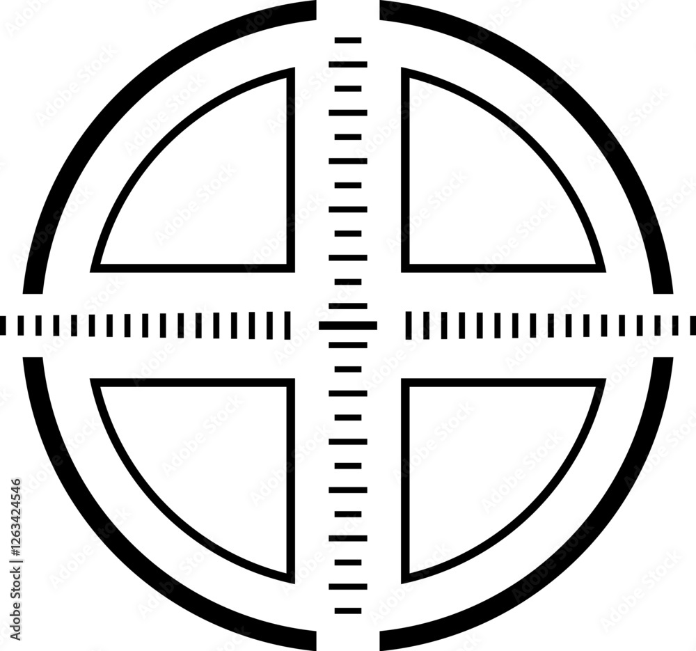 Circular sniper scope crosshairs indicating target navigation, weapon ...