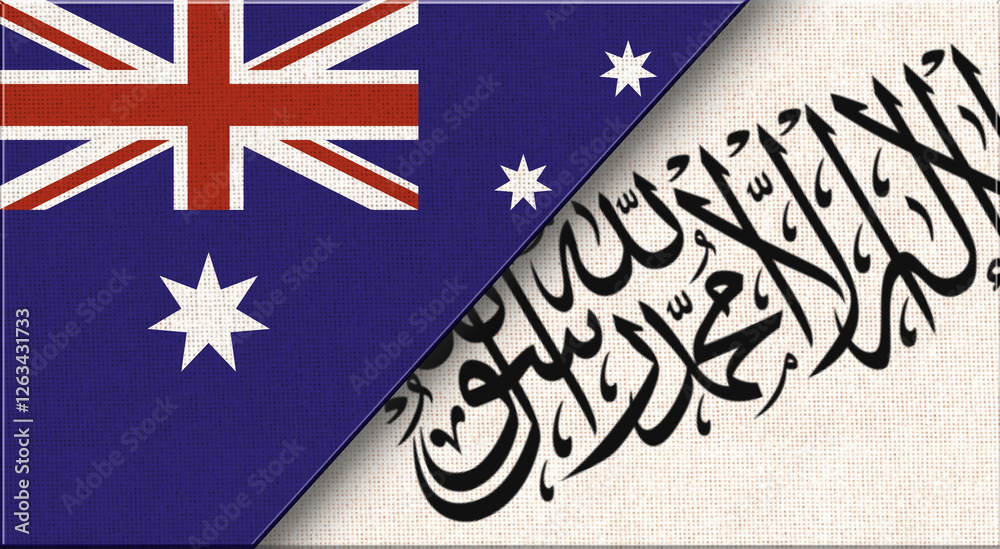 Flags of Australia and Taliban. Australian and Afghan national flags ...