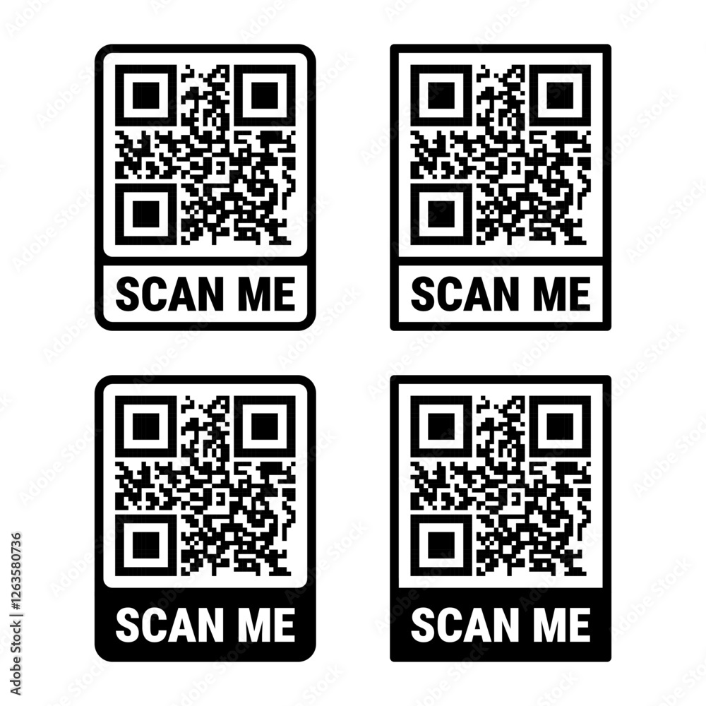 Scan me frame set. Qr code mockup. Mobile payment and identity. Stock Vector | Adobe Stock