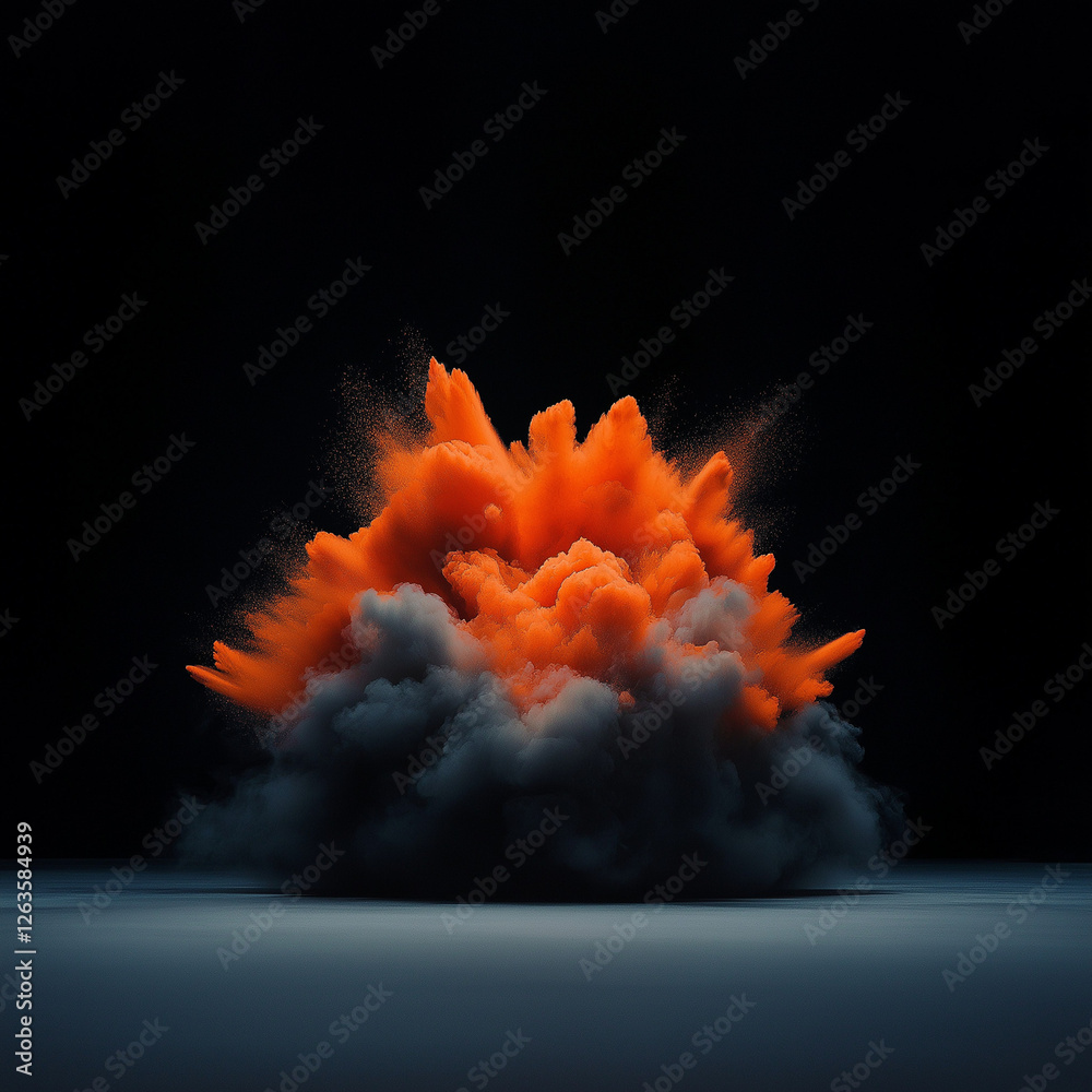 Kraftvolle Explosion von weißem Puder auf schwarzem Hintergrund Stock ...