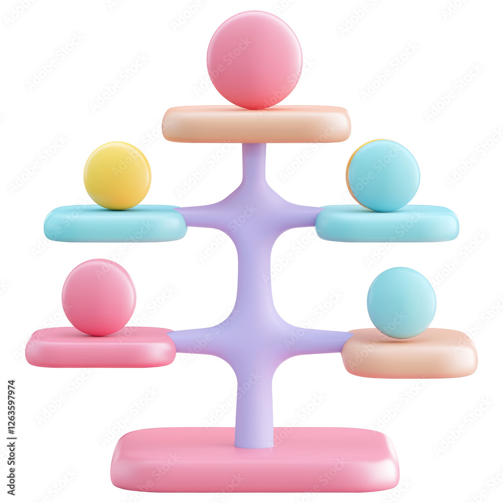 Pastel Colored 3d Organizational Chart with Round Heads on a Tree ...