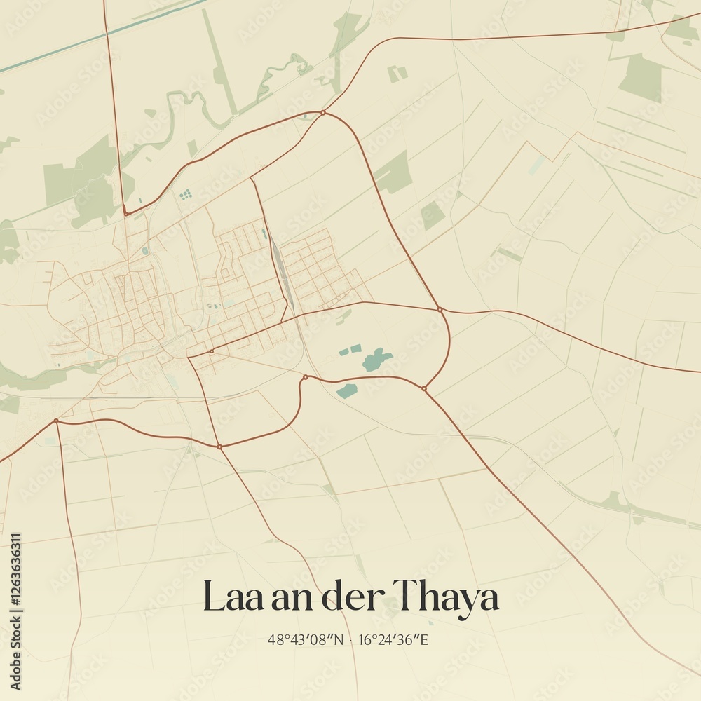 Vintage map of Laa an der Thaya, Austria. Stock Photo | Adobe Stock