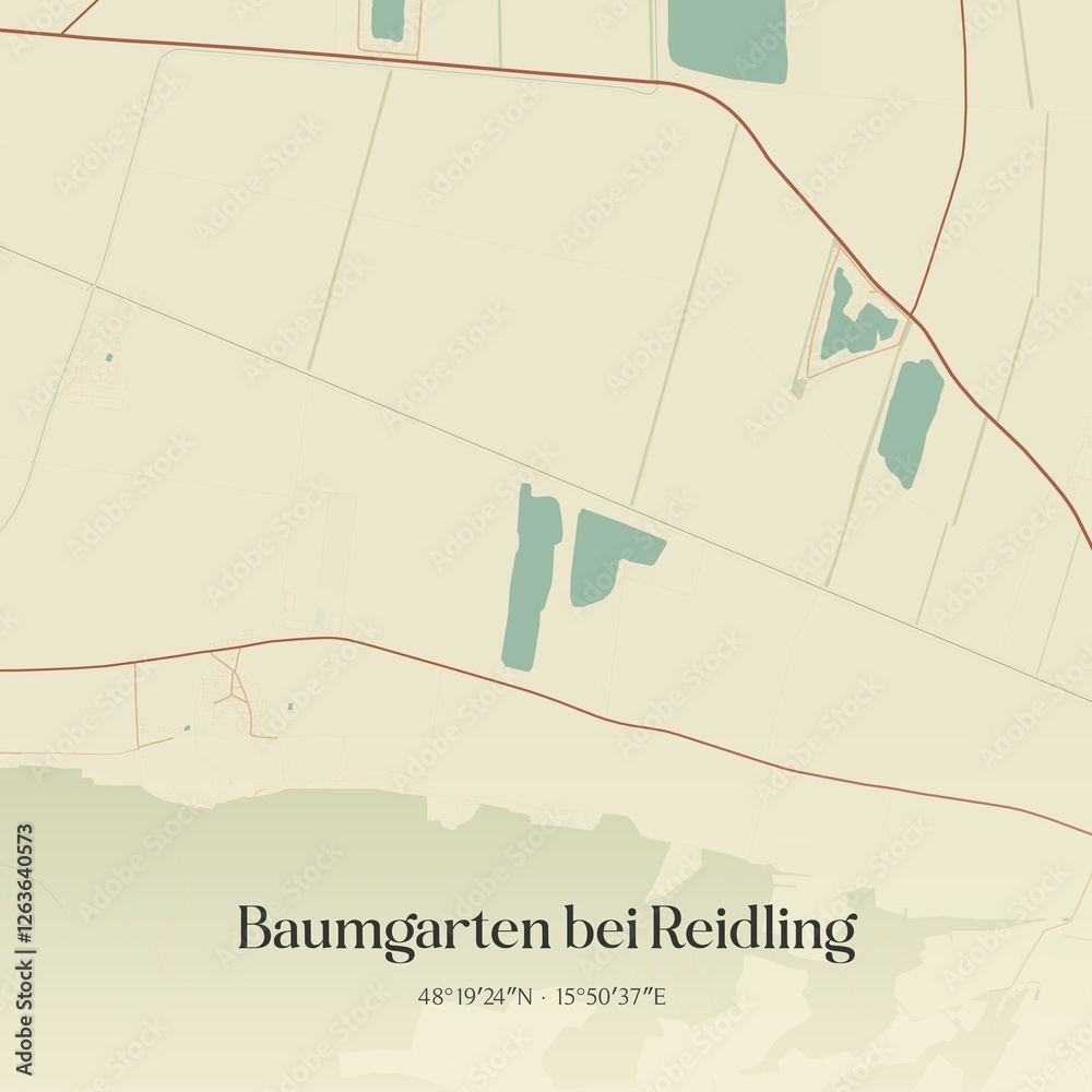 Vintage map of Baumgarten bei Reidling, Austria. Stock Photo | Adobe Stock