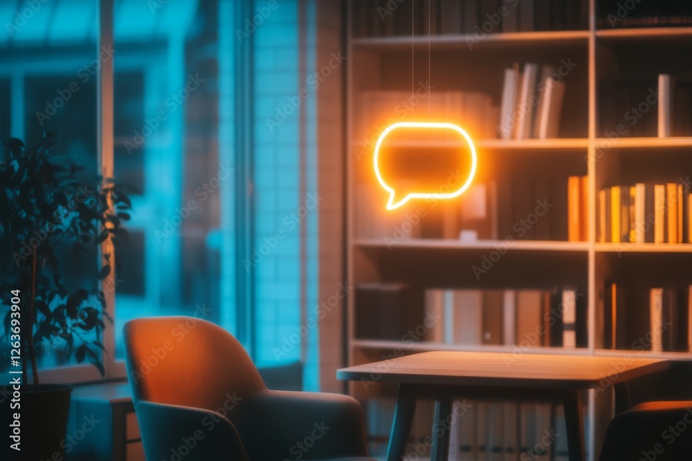Glowing speech bubble highlighting the power of language in a cozy ...
