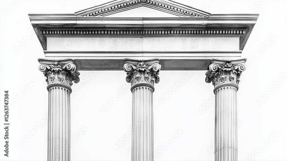 Antique vintage ancient greek archway columns. Classic roman architectural design. Vintage stone ...