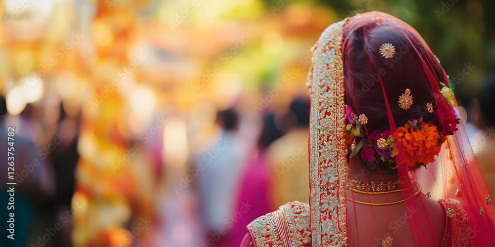 Indian bride at amazing hindu wedding ceremony. Details of traditional indian wedding ...
