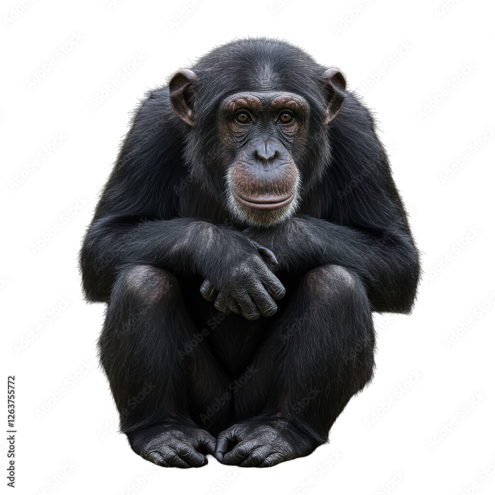 chimpanzee isolated on transparent background, PNG, jungle animal Stock ...