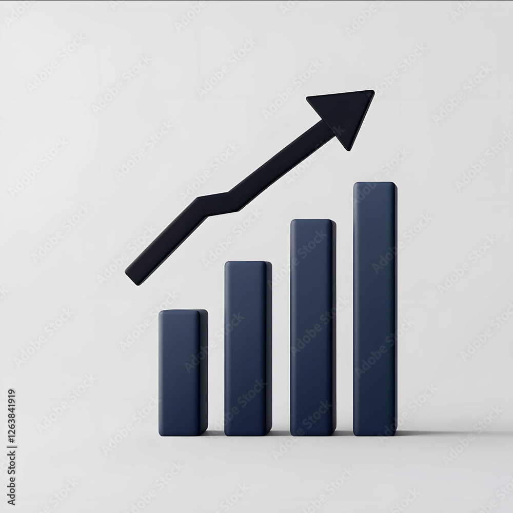 Create a simple 3D bar chart with four blue marin bars in ascending ...