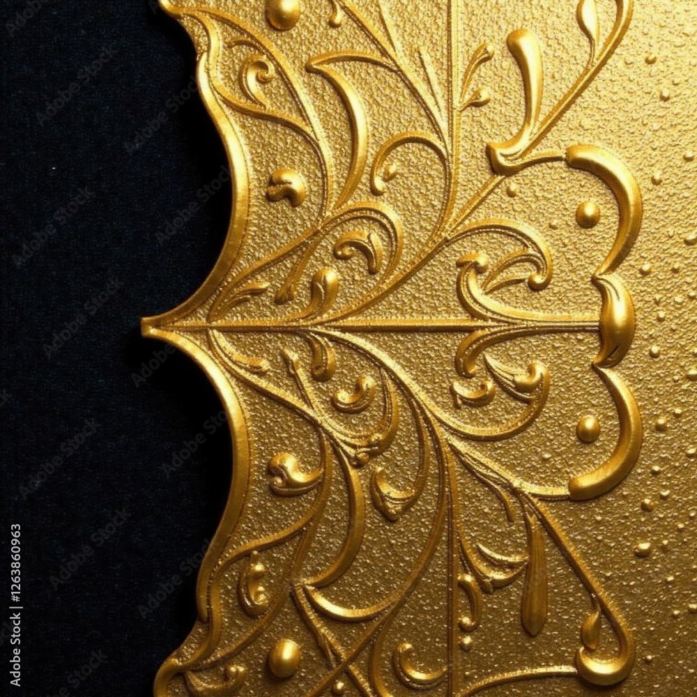 Gold leaf embossed background with black velvet texture and intricate ...