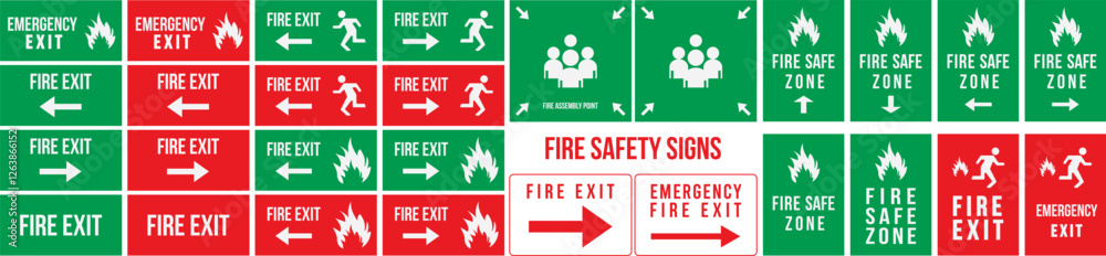 fire safety signs for print to use construction and industrial space ...