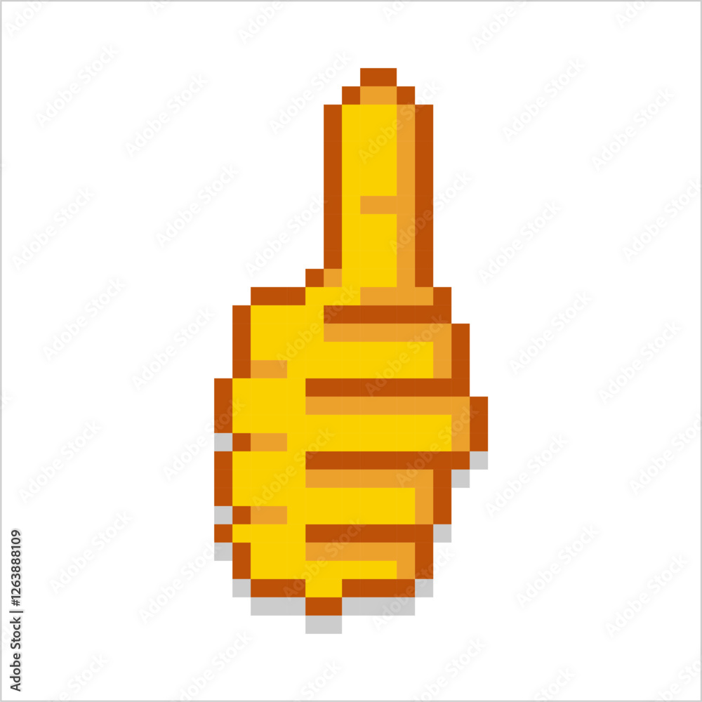 Pixel art of thumb up fingers. Pixelated thumb up icon. Top symbol ...