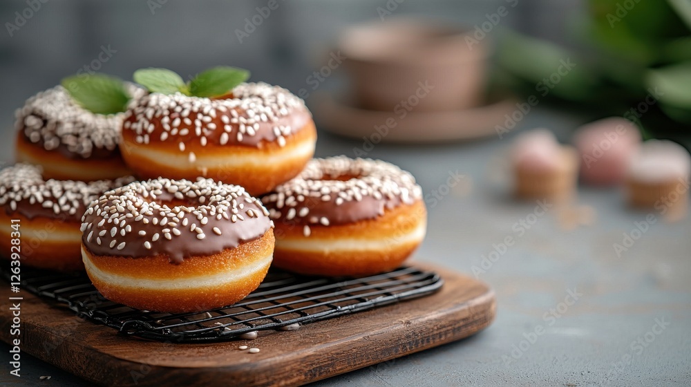 Fusion dessert of mochi doughnuts glazed with a sweet sugary topping ...