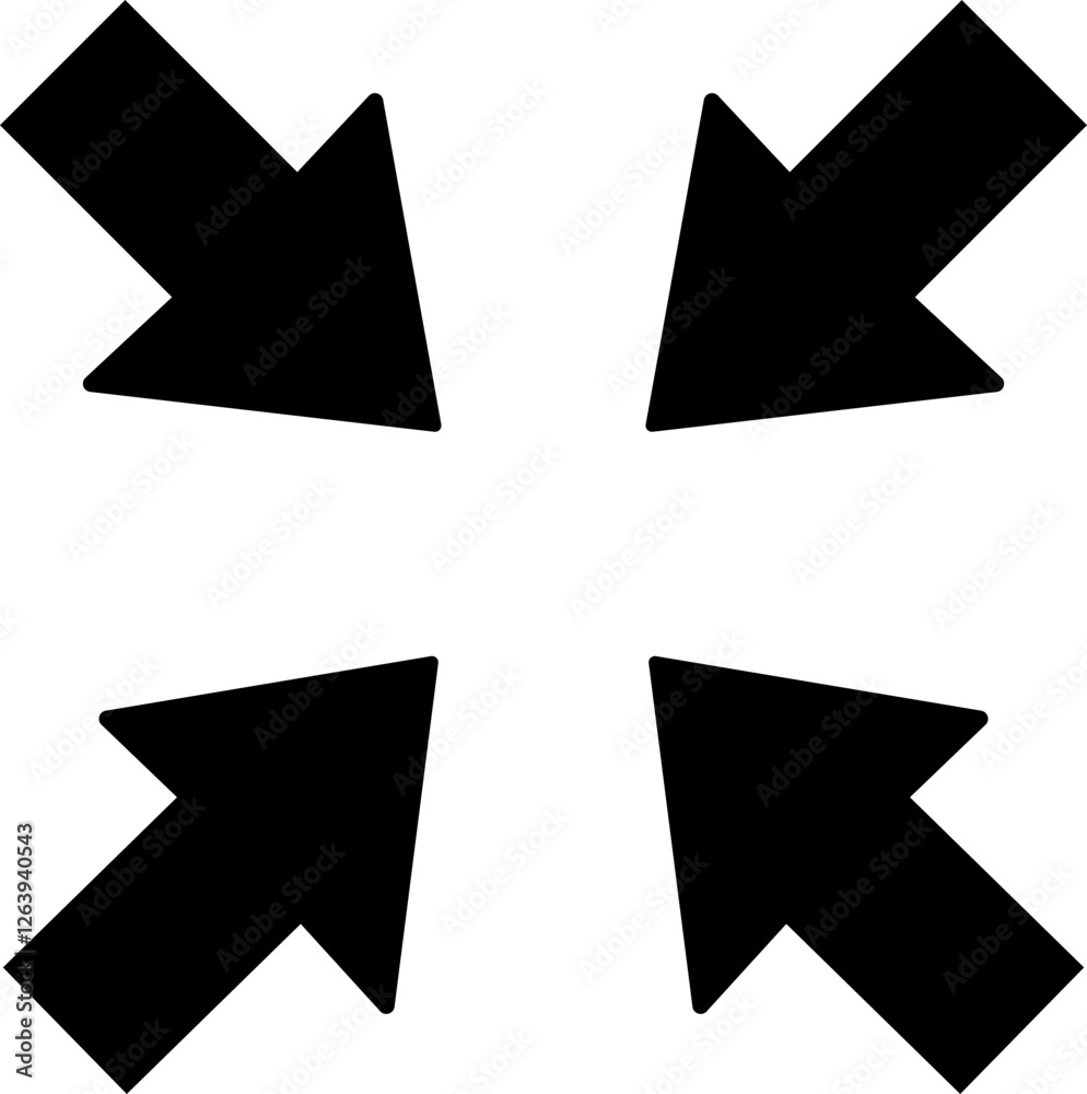 Zoom screen logo design Full Screen Arrow and Exit Screen Icons flat. Minimalist with arrows ...