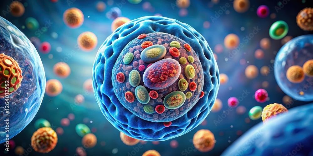 Eukaryotic cell nucleus with chromosomes and nucleolus, nucleolus ...