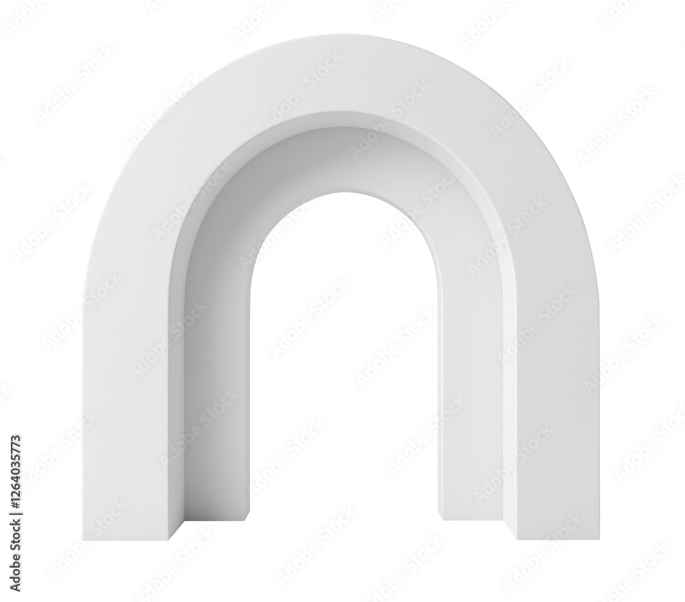 Minimalist 3D white arch structure with a smooth surface and modern ...