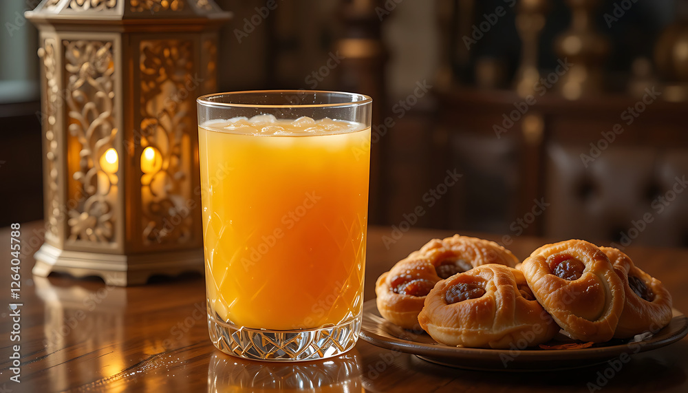 Ramadan Iftar Orange Juice with Traditional Date Pastry | Breaking Fast ...