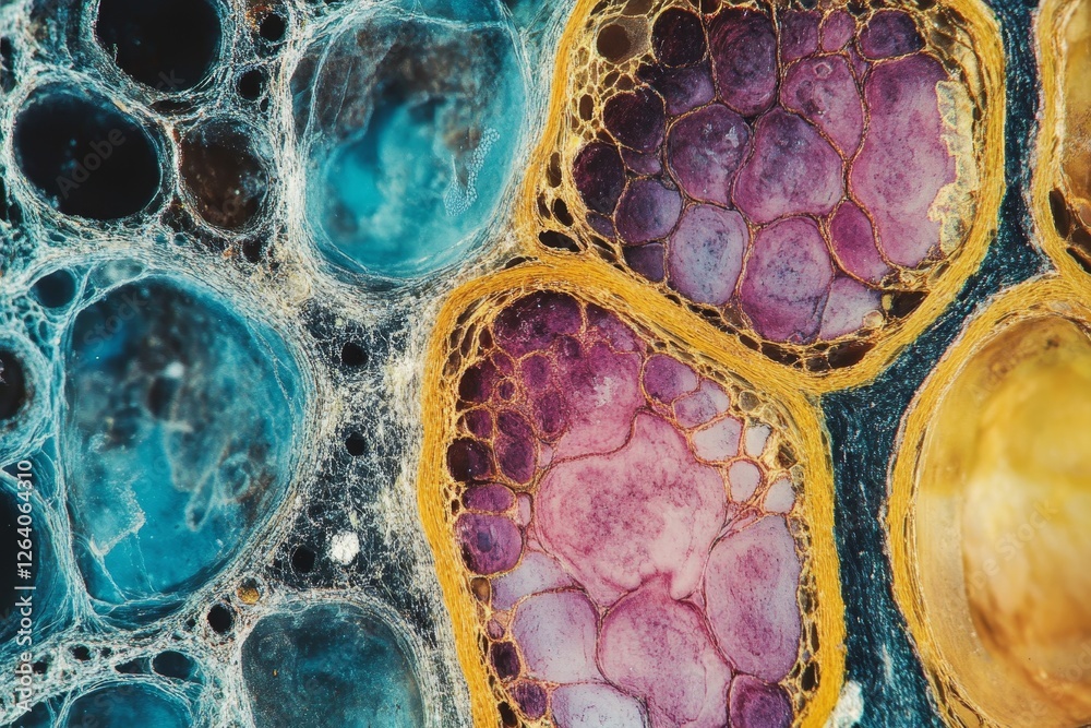 Microscopic cross section of plant stem for educational purposes in ...