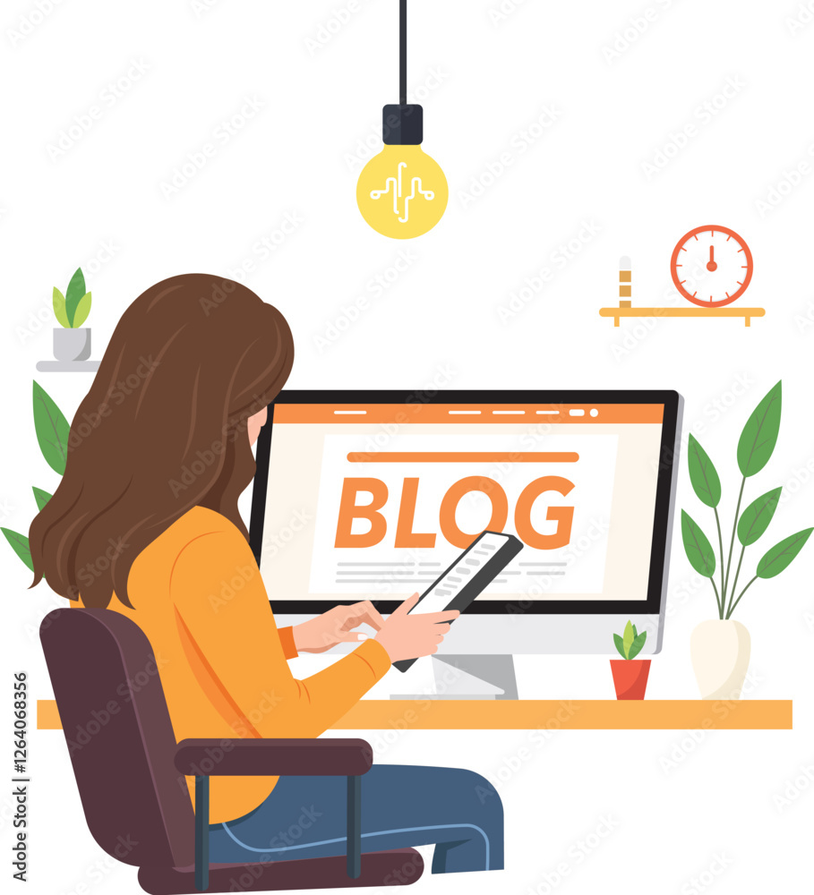 Vector Blogger Illustration | Digital Download | AI, SVG, EPS, PNG ...