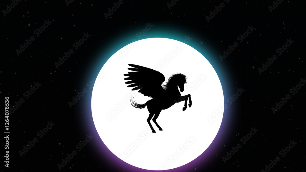 Pegasus Modern Black and White Silhouette at Night Desktop Wallpaper ...