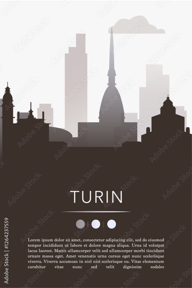 Turin city template for website, presentation, front page, invitation ...