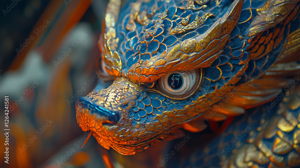 Ethereal close-up solemn snake head mask gold mystical fantasy surreal ...