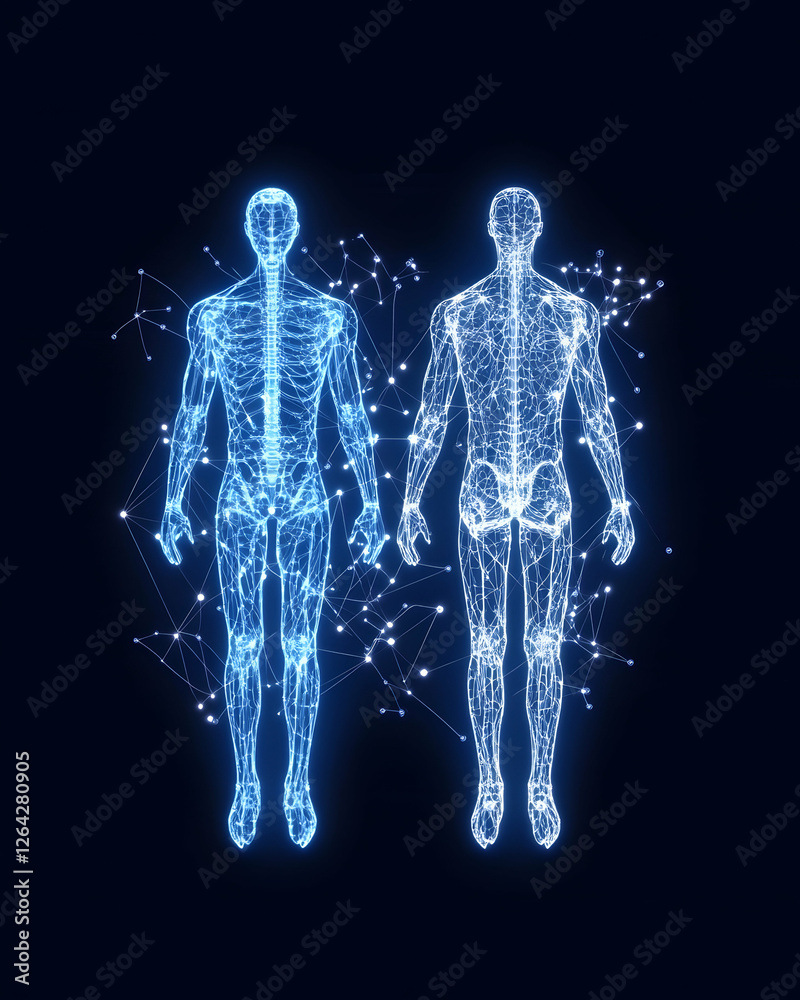 Human body scan with neural network connections for science, tech ...