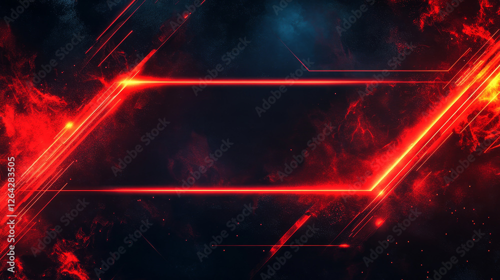 Offline banner red stream template design. Game broadcast media overlay ...