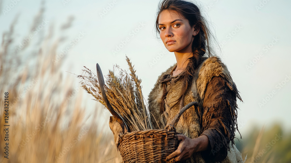 Ancient caveman woman vector cartoon illustration. Female character ...