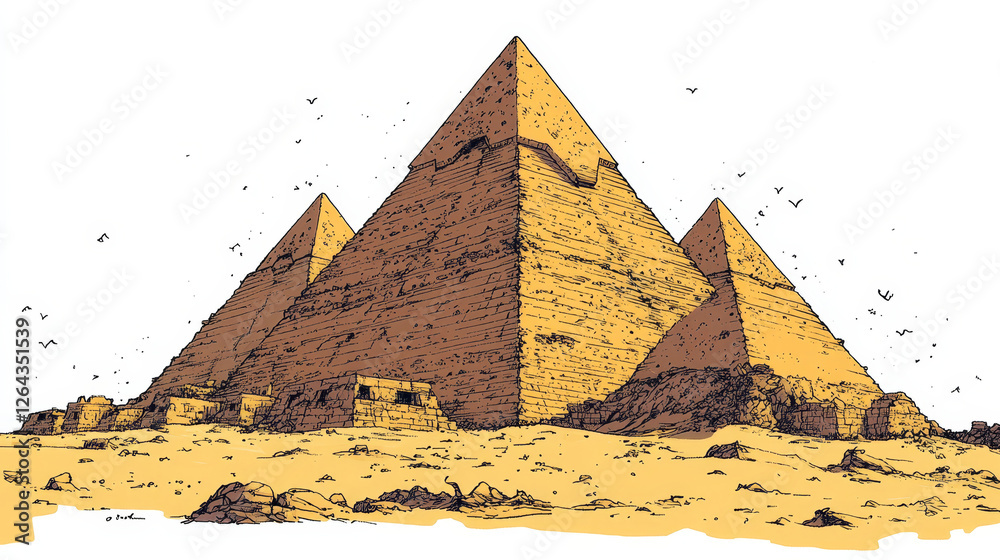 Egyptian pyramids cartoon vector illustration. Symbol of civilization ...
