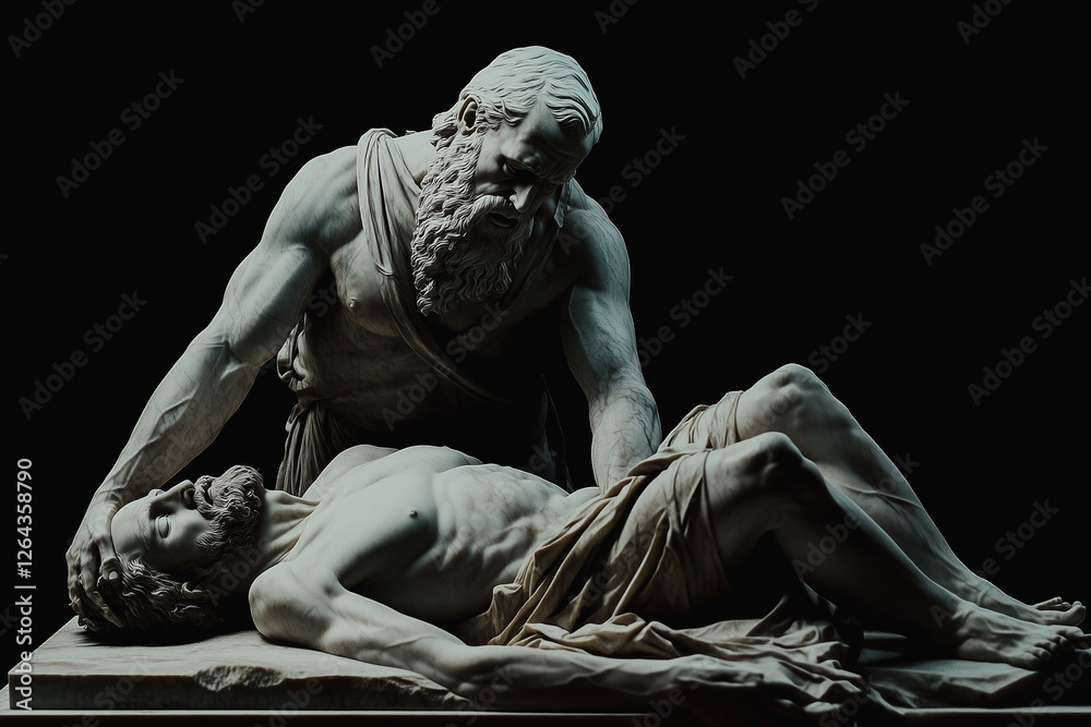 Foto de Stock Priam, king of Troy, mourns the death of his son Hector ...