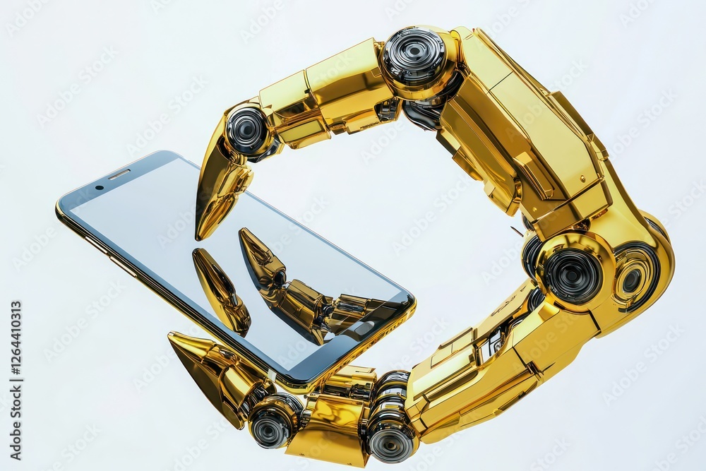 Golden claw dynamically presents a sleek glass phone, crafted for ...