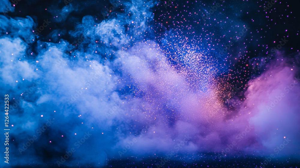 Star explosion with glow, smoke and sparkles. Magic burst effect with ...