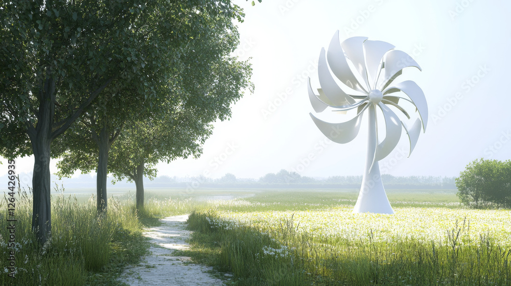 Wind turbine front and angle view. Alternative renewable power ...