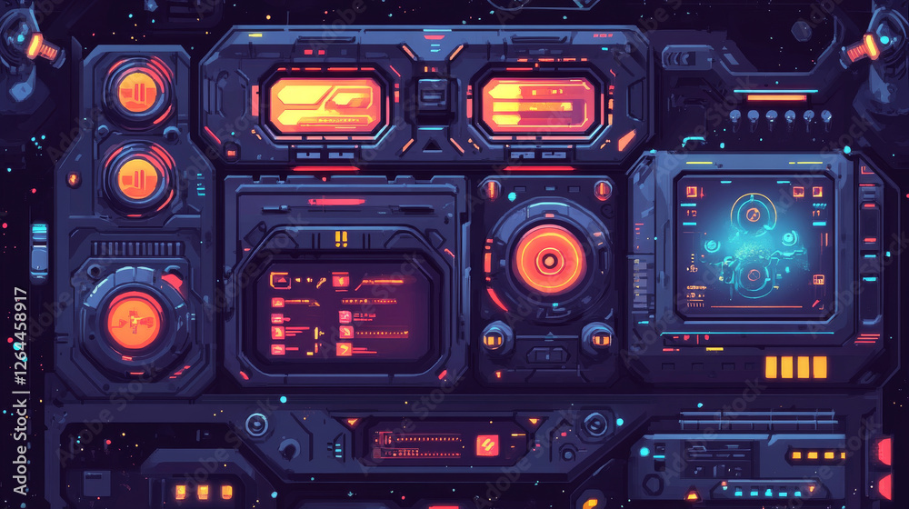 Ilustración de Stock Game buttons and frames in sci fi style. Design ...