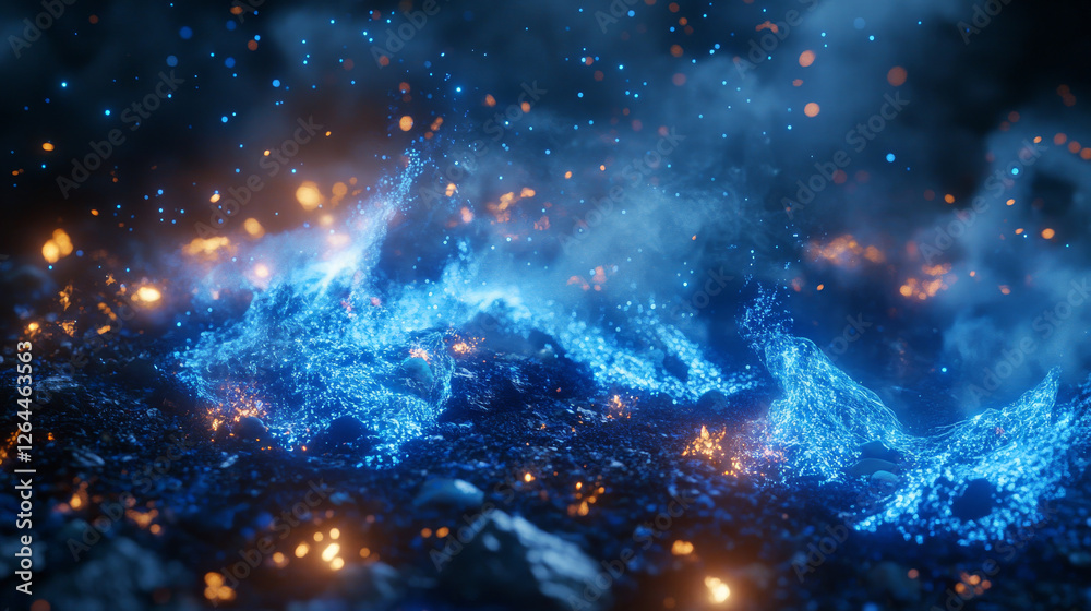 Blue fire overlay with spark ember flame and smoke realistic background ...