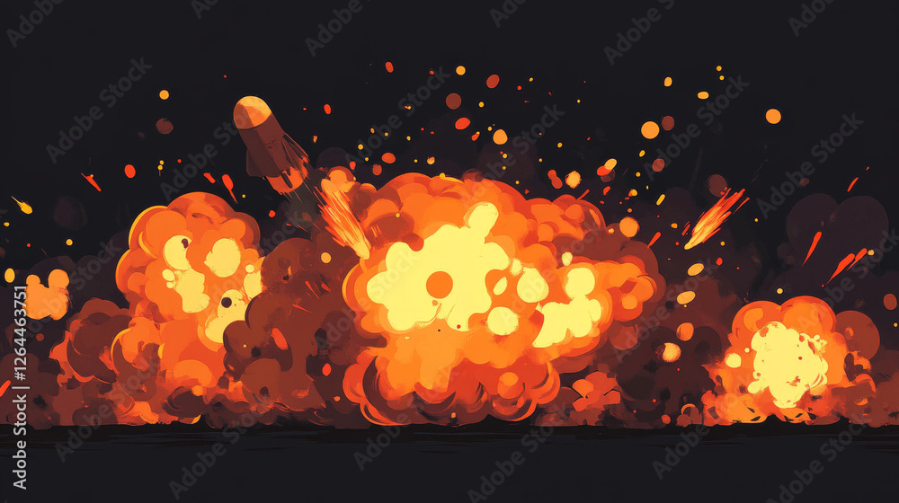 Animation sprite sheet of bomb explosion sequence. Vector 2d cartoon ...