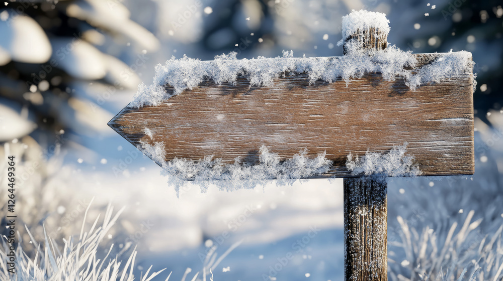 Winter wood sign board with snow vector banner. Christmas wooden ...