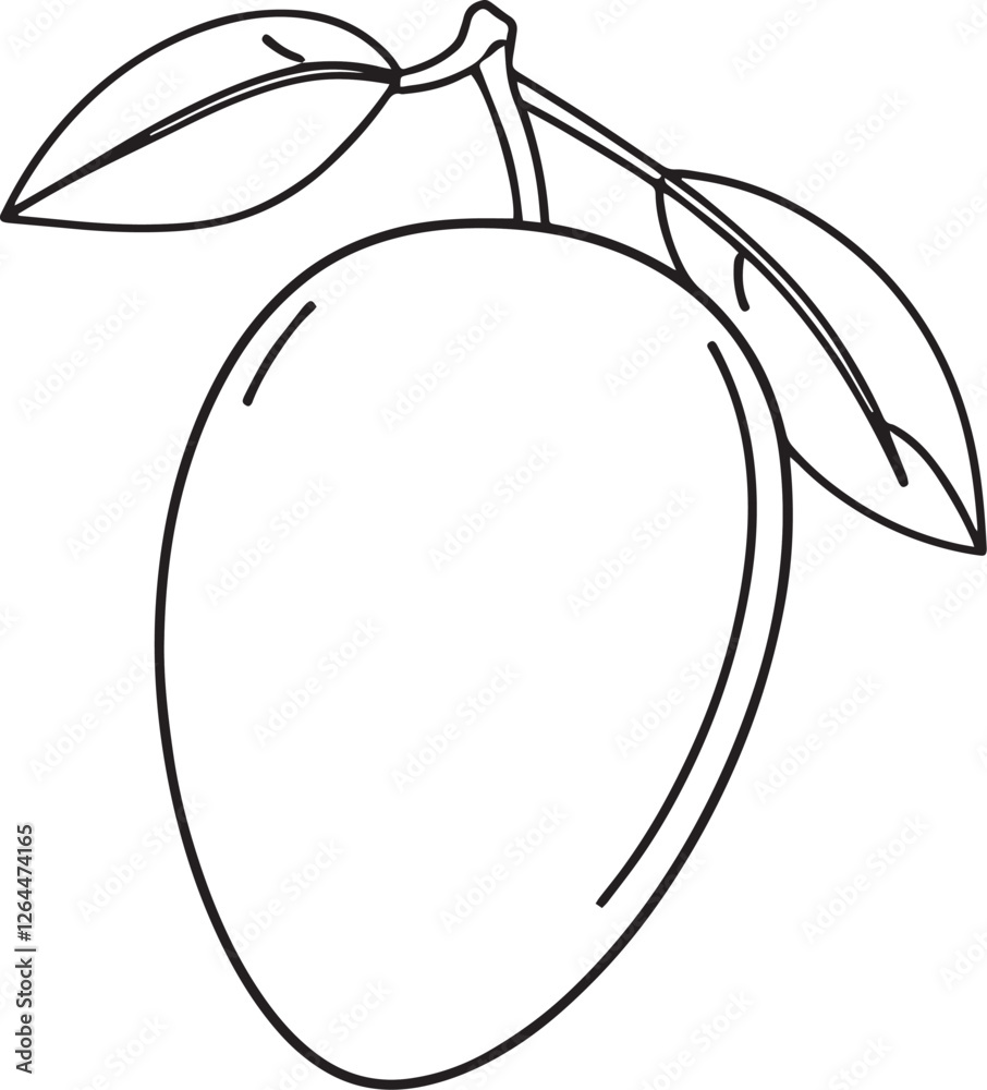 mango outline sketch vector. Hand drawn mango linear illustration ...