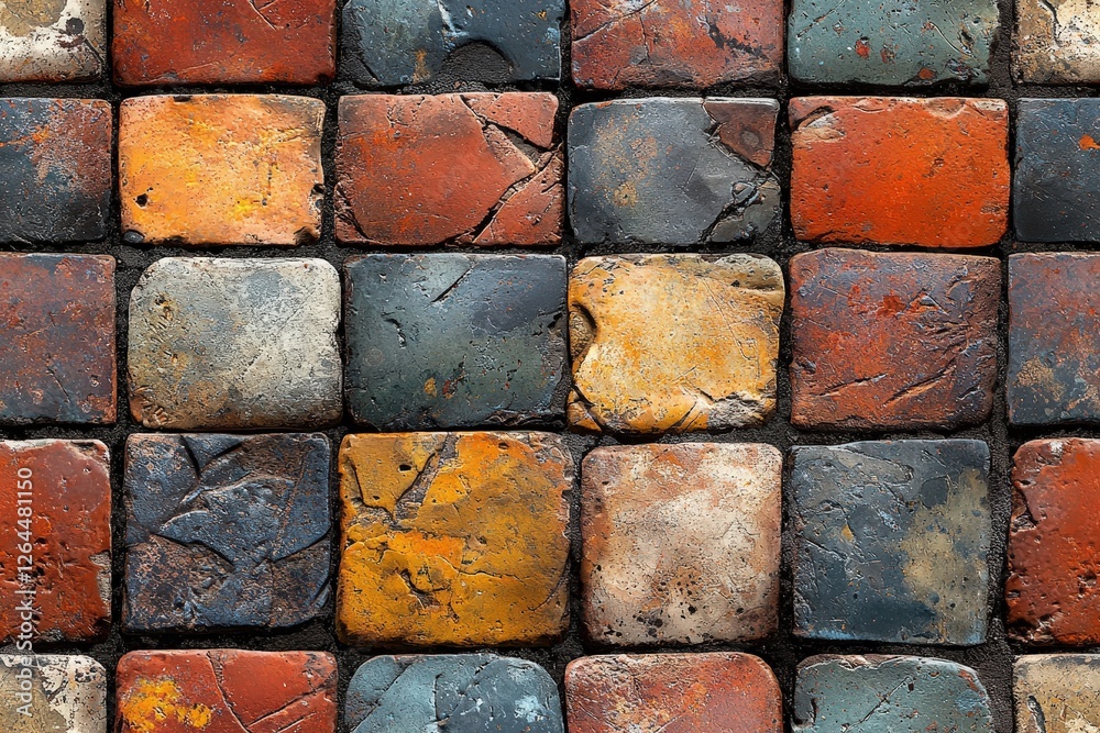 Old handmade terracotta tile flooring seamless texture map pattern ...