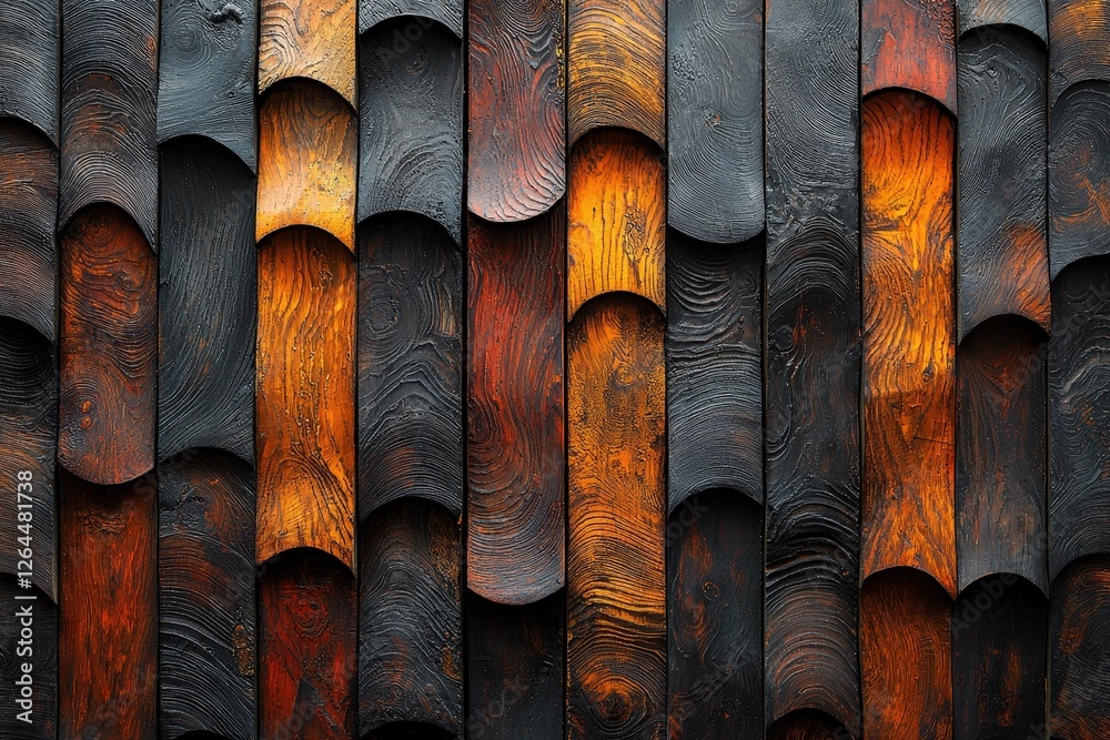 Wooden fluted panel old dark wood texture map pattern background Stock ...