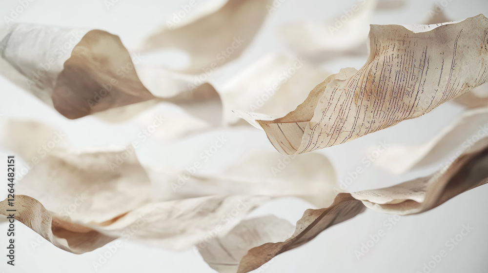 Realistic animation set of craft paper sheet falling down isolated on ...