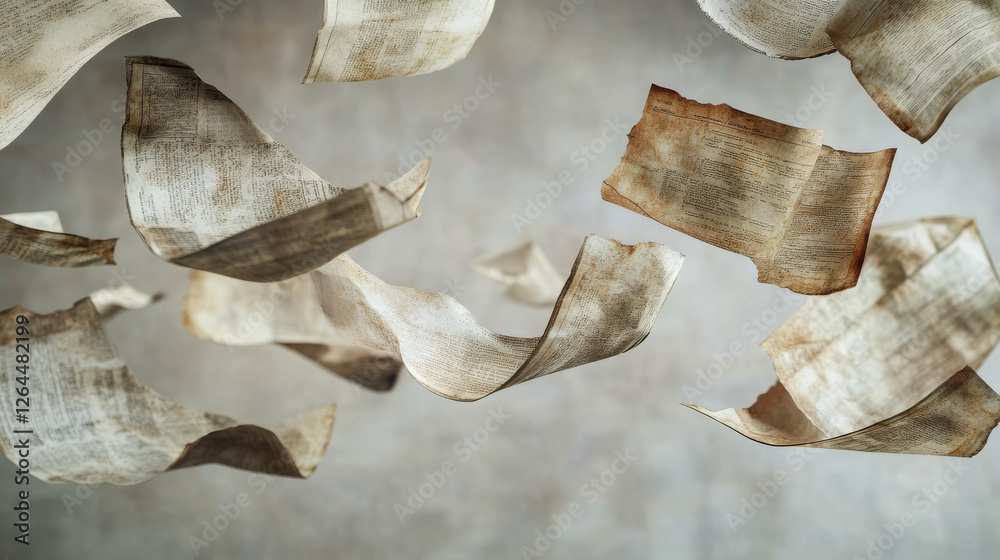 Realistic animation set of craft paper sheet falling down isolated on ...