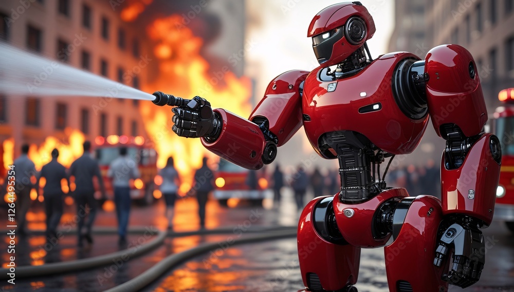 robot, robotic, droid, pointing robot, firefighter, firefighting, fire ...