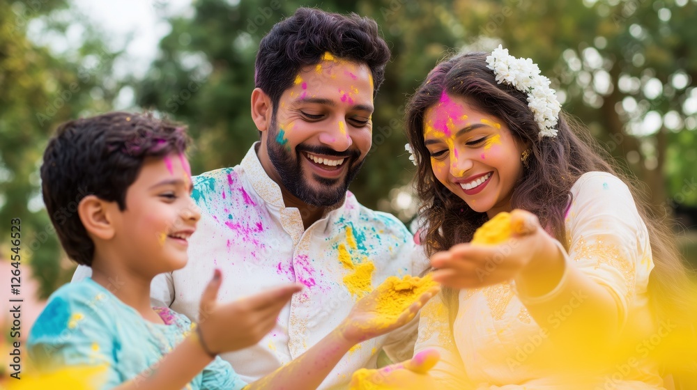 Traditional Indian Family Celebrating Holi, A happy Indian family ...