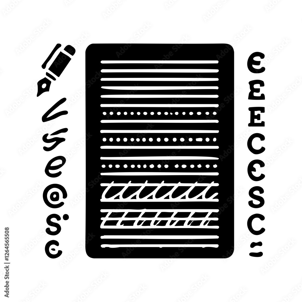 Handwriting Practice Sheet with Letters and Symbols Stock Vector ...