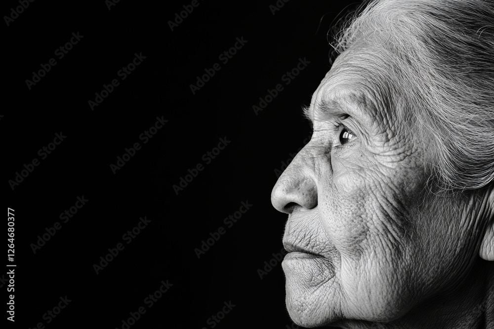 Emotive Black-and-White Portrait Elderly Indigenous Woman Representing ...