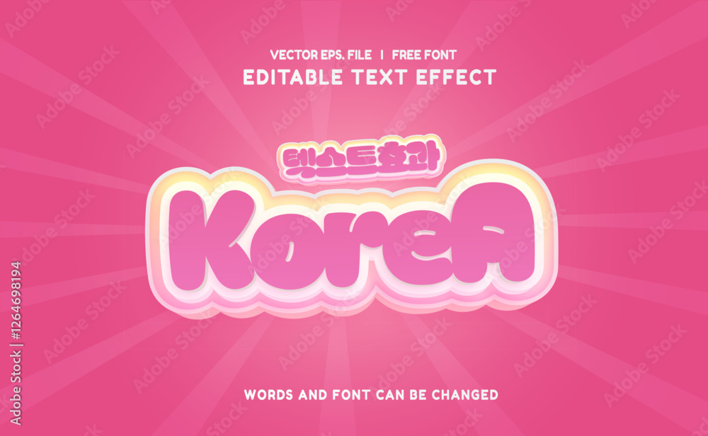 Editable text effect Korean Food Movie - Drama 3d cartoon template style premium vector.Free ...