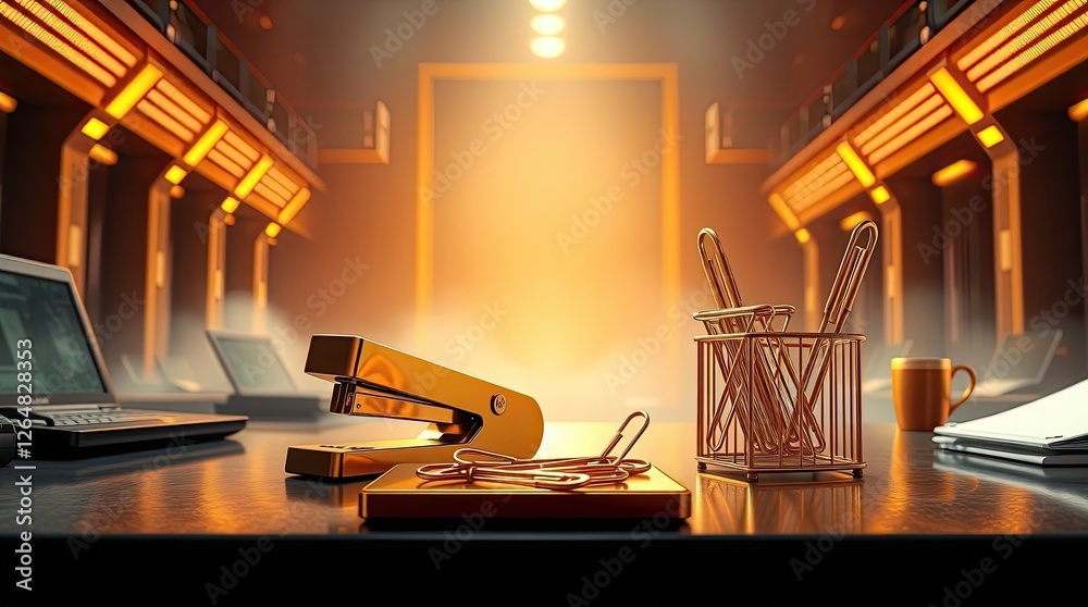 Foto de Stock Scene of epic A modern, futuristic, big scene with lens ...